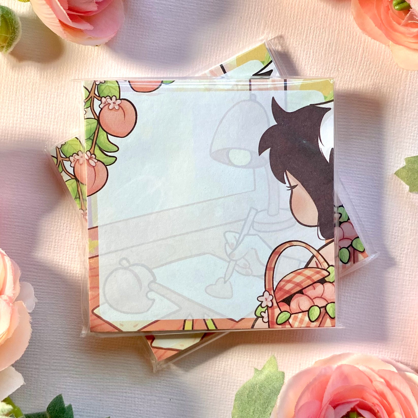 Peach fruit Sticky Notes Memo Pad | Cute stationery – Micashi Store